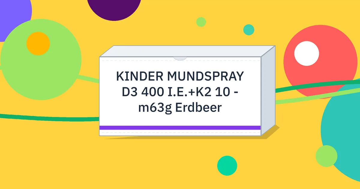 Symbolbild: Packung mit der Aufschrift KINDER MUNDSPRAY D3 400 I.E.+K2 10 -m63g Erdbeer (PZN 17949530) – Verfügbarkeit und Bezug in Apotheken in Frankfurt am Main