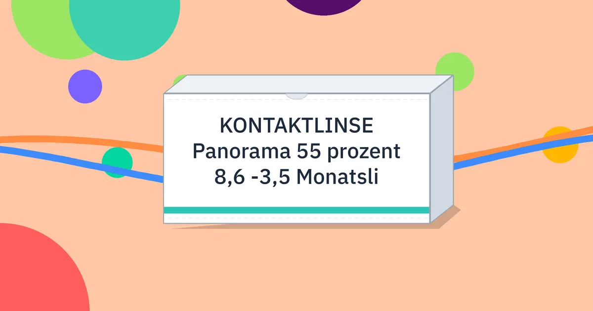 Symbolbild: Packung mit der Aufschrift KONTAKTLINSE Panorama 55 prozent 8,6 -3,5 Monatsli (PZN 00817735) – Verfügbarkeit und Bezug in Apotheken in Frankfurt am Main