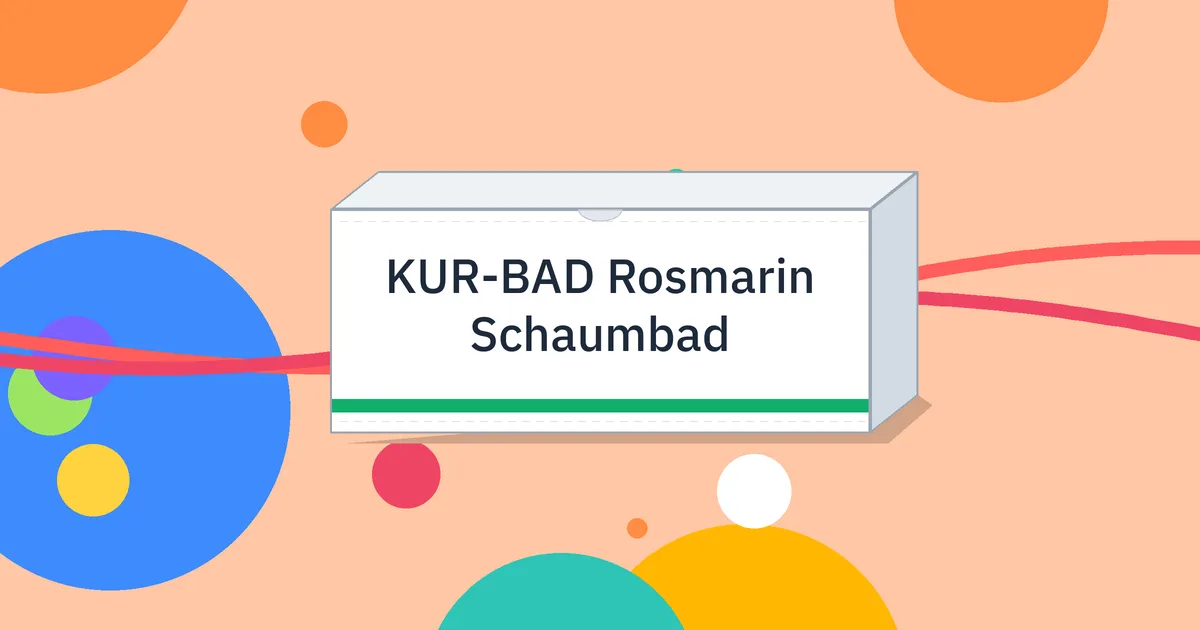 Symbolbild: Packung mit der Aufschrift KUR-BAD Rosmarin Schaumbad (PZN 14263387) – Verfügbarkeit und Bezug in Apotheken in Frankfurt am Main