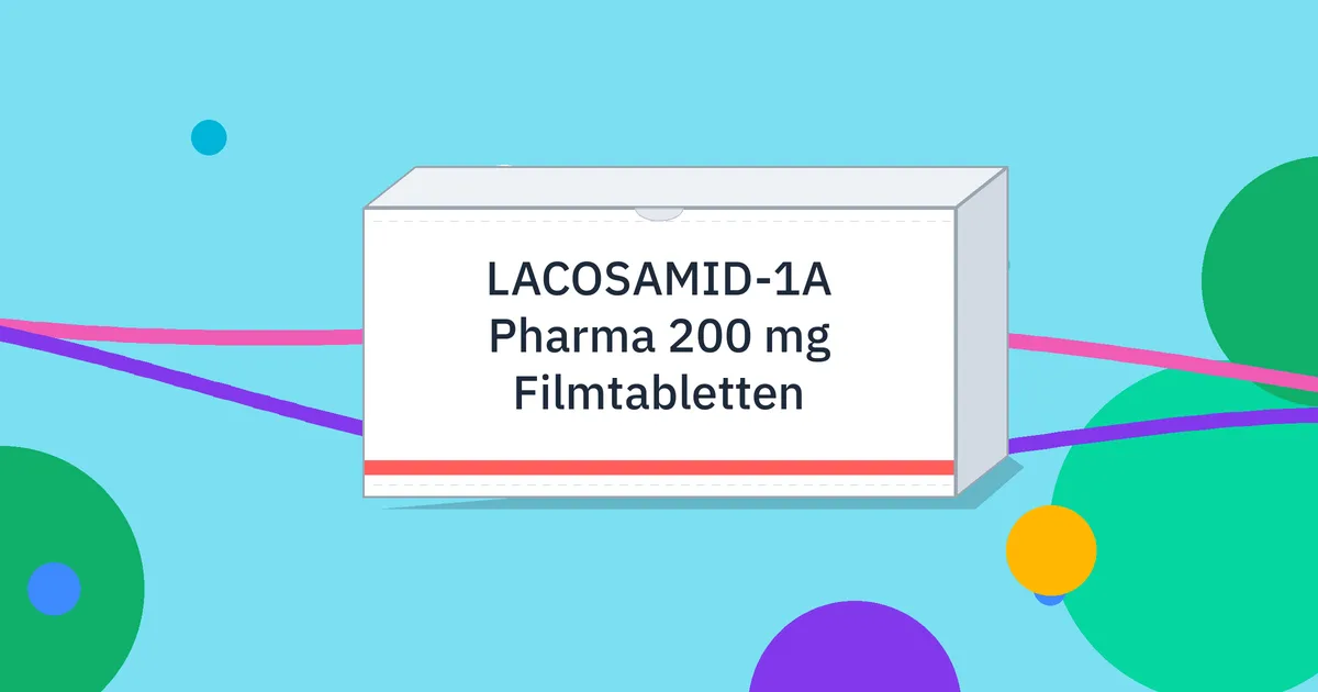 Symbolbild: Packung mit der Aufschrift LACOSAMID-1A Pharma 200 mg Filmtabletten (PZN 17419542) – Verfügbarkeit und Bezug in Apotheken in Frankfurt am Main