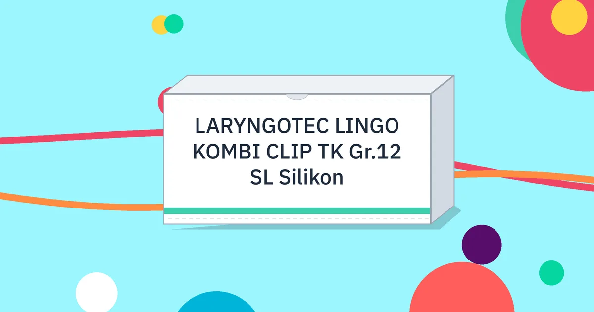 Symbolbild: Packung mit der Aufschrift LARYNGOTEC LINGO KOMBI CLIP TK Gr.12 SL Silikon (PZN 03312579) – Verfügbarkeit und Bezug in Apotheken in Frankfurt am Main