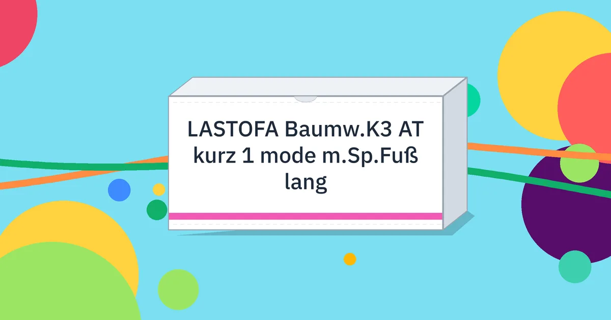 Symbolbild: Packung mit der Aufschrift LASTOFA Baumw.K3 AT kurz 1 mode m.Sp.Fuß lang (PZN 01958320) – Verfügbarkeit und Bezug in Apotheken in Frankfurt am Main