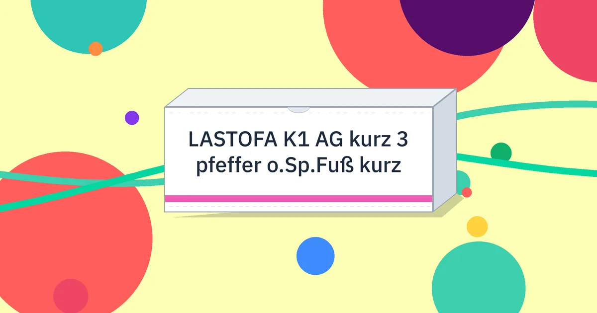 Symbolbild: Packung mit der Aufschrift LASTOFA K1 AG kurz 3 pfeffer o.Sp.Fuß kurz (PZN 13791635) – Verfügbarkeit und Bezug in Apotheken in Frankfurt am Main