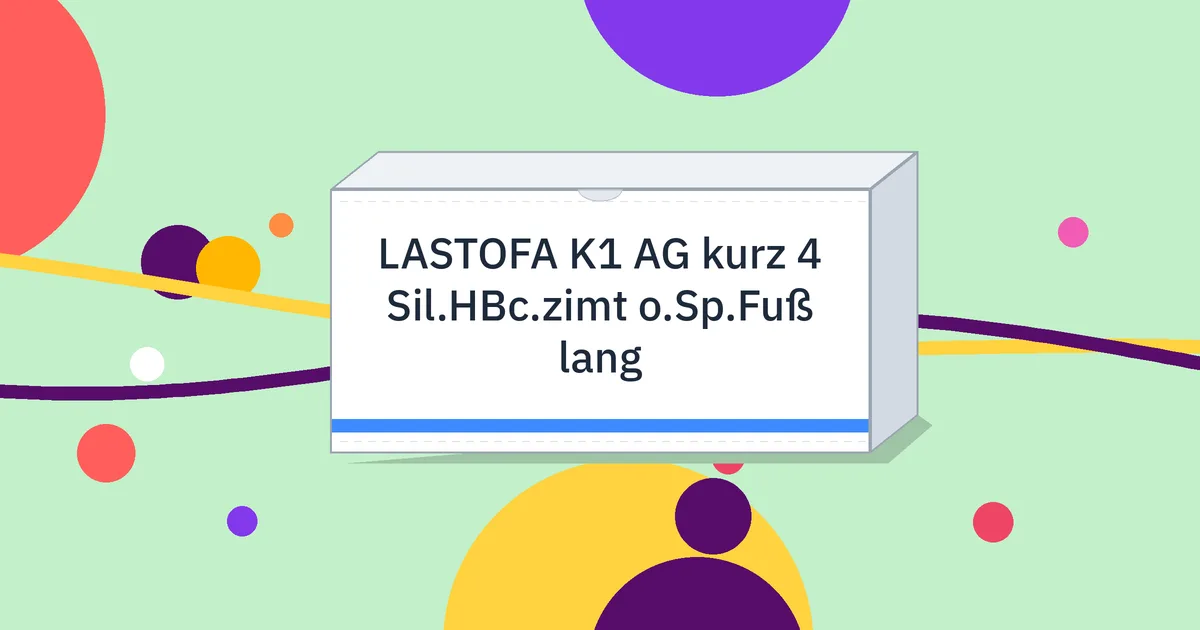 Symbolbild: Packung mit der Aufschrift LASTOFA K1 AG kurz 4 Sil.HBc.zimt o.Sp.Fuß lang (PZN 14148485) – Verfügbarkeit und Bezug in Apotheken in Frankfurt am Main