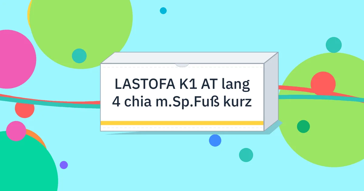 Symbolbild: Packung mit der Aufschrift LASTOFA K1 AT lang 4 chia m.Sp.Fuß kurz (PZN 13796087) – Verfügbarkeit und Bezug in Apotheken in Frankfurt am Main