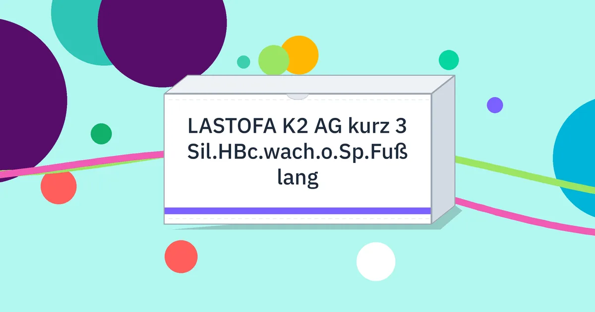 Symbolbild: Packung mit der Aufschrift LASTOFA K2 AG kurz 3 Sil.HBc.wach.o.Sp.Fuß lang (PZN 14149763) – Verfügbarkeit und Bezug in Apotheken in Frankfurt am Main