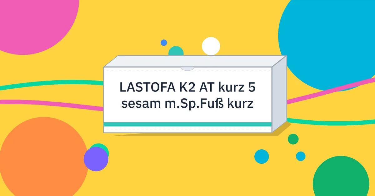 Symbolbild: Packung mit der Aufschrift LASTOFA K2 AT kurz 5 sesam m.Sp.Fuß kurz (PZN 13809861) – Verfügbarkeit und Bezug in Apotheken in Frankfurt am Main