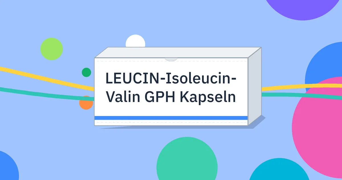 Symbolbild: Packung mit der Aufschrift LEUCIN-Isoleucin-Valin GPH Kapseln (PZN 17755487) – Verfügbarkeit und Bezug in Apotheken in Frankfurt am Main