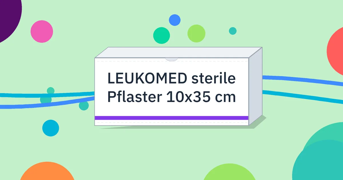 Symbolbild: Packung mit der Aufschrift LEUKOMED sterile Pflaster 10x35 cm (PZN 12657107) – Verfügbarkeit und Bezug in Apotheken in Frankfurt am Main