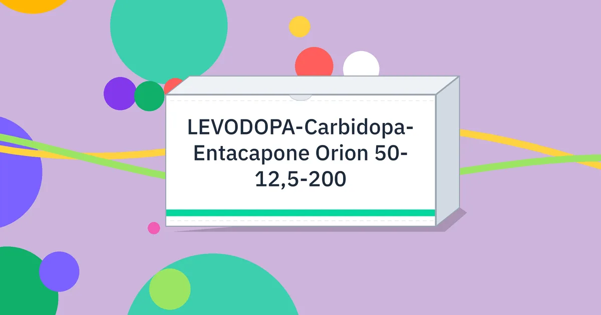 Symbolbild: Packung mit der Aufschrift LEVODOPA-Carbidopa-Entacapone Orion 50-12,5-200 (PZN 10057308) – Verfügbarkeit und Bezug in Apotheken in Frankfurt am Main