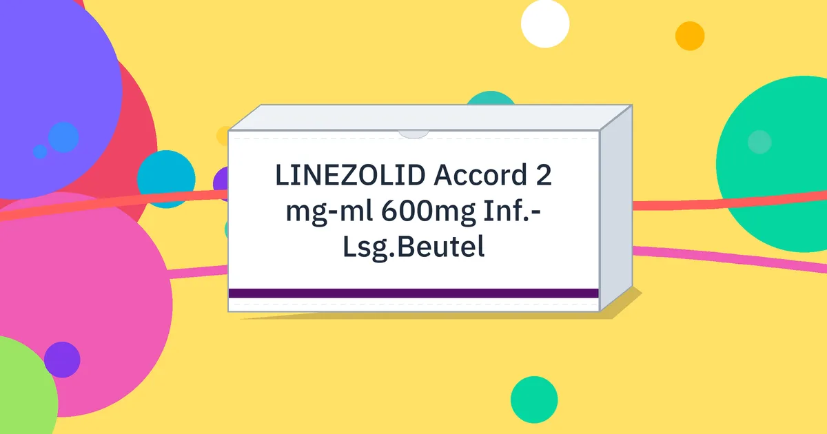 Symbolbild: Packung mit der Aufschrift LINEZOLID Accord 2 mg-ml 600mg Inf.-Lsg.Beutel (PZN 14269220) – Verfügbarkeit und Bezug in Apotheken in Frankfurt am Main