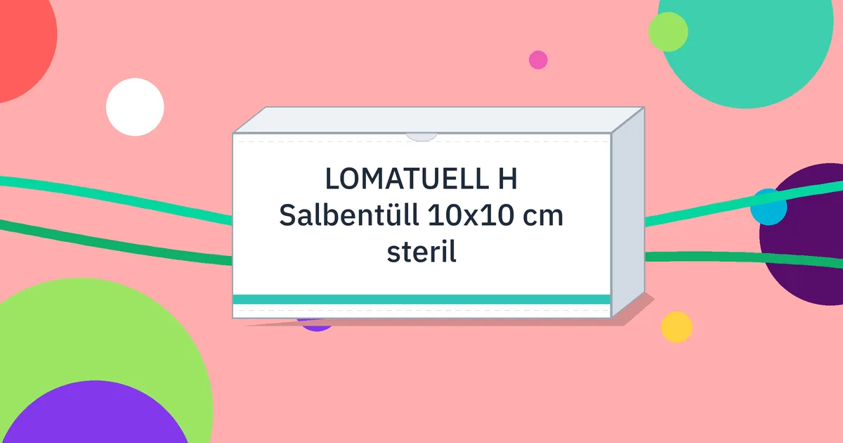 Symbolbild: Packung mit der Aufschrift LOMATUELL H Salbentüll 10x10 cm steril (PZN 19701716) – Verfügbarkeit und Bezug in Apotheken in Frankfurt am Main