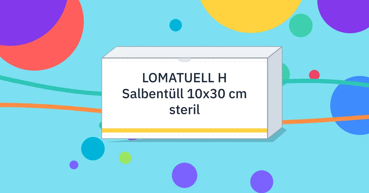 Symbolbild: Packung mit der Aufschrift LOMATUELL H Salbentüll 10x30 cm steril (PZN 17970122) – Verfügbarkeit und Bezug in Apotheken in Frankfurt am Main