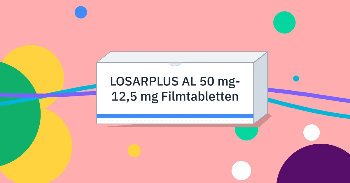 Symbolbild: Packung mit der Aufschrift LOSARPLUS AL 50 mg-12,5 mg Filmtabletten (PZN 01614804) – Verfügbarkeit und Bezug in Apotheken in Frankfurt am Main