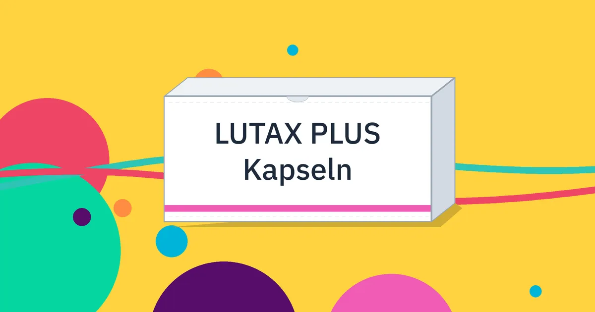 Symbolbild: Packung mit der Aufschrift LUTAX PLUS Kapseln (PZN 16731651) – Verfügbarkeit und Bezug in Apotheken in Frankfurt am Main