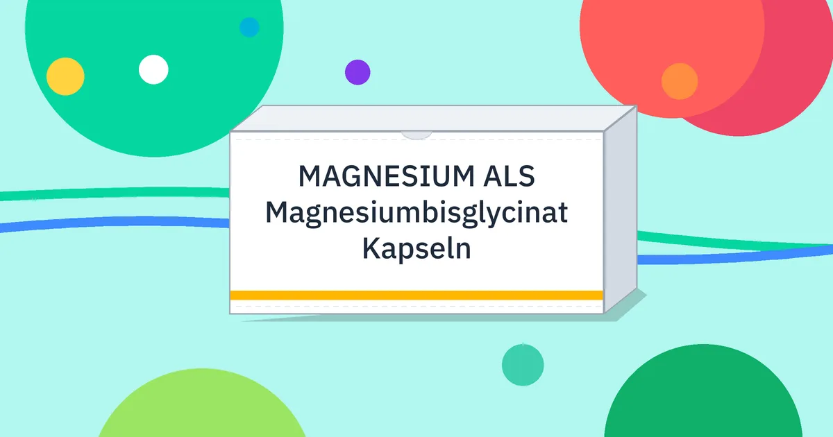 Symbolbild: Packung mit der Aufschrift MAGNESIUM ALS Magnesiumbisglycinat Kapseln (PZN 20877892) – Verfügbarkeit und Bezug in Apotheken in Frankfurt am Main