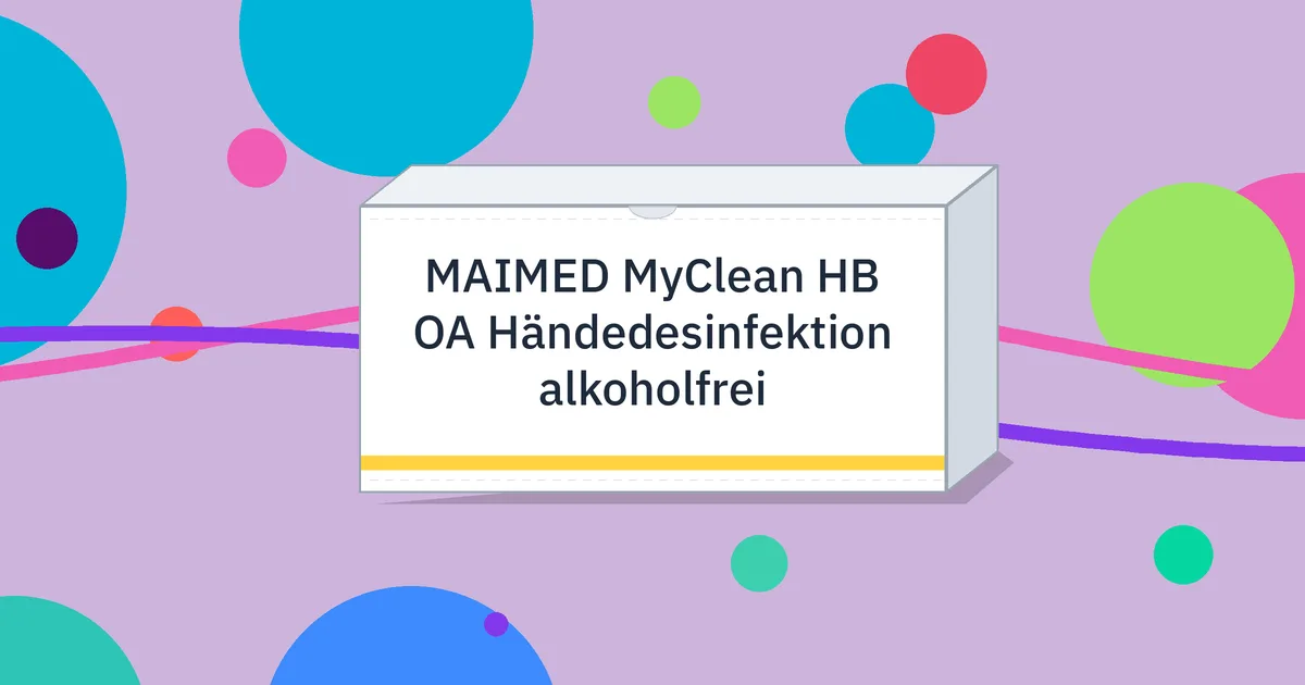 Symbolbild: Packung mit der Aufschrift MAIMED MyClean HB OA Händedesinfektion alkoholfrei (PZN 18844224) – Verfügbarkeit und Bezug in Apotheken in Frankfurt am Main