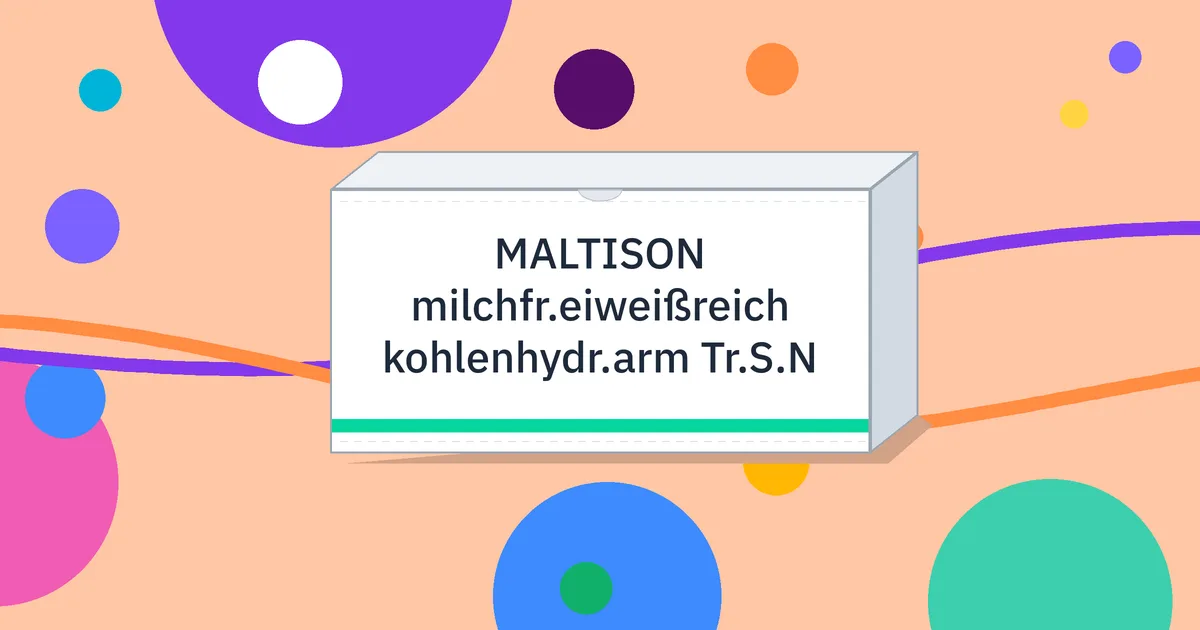 Symbolbild: Packung mit der Aufschrift MALTISON milchfr.eiweißreich kohlenhydr.arm Tr.S.N (PZN 17394552) – Verfügbarkeit und Bezug in Apotheken in Frankfurt am Main