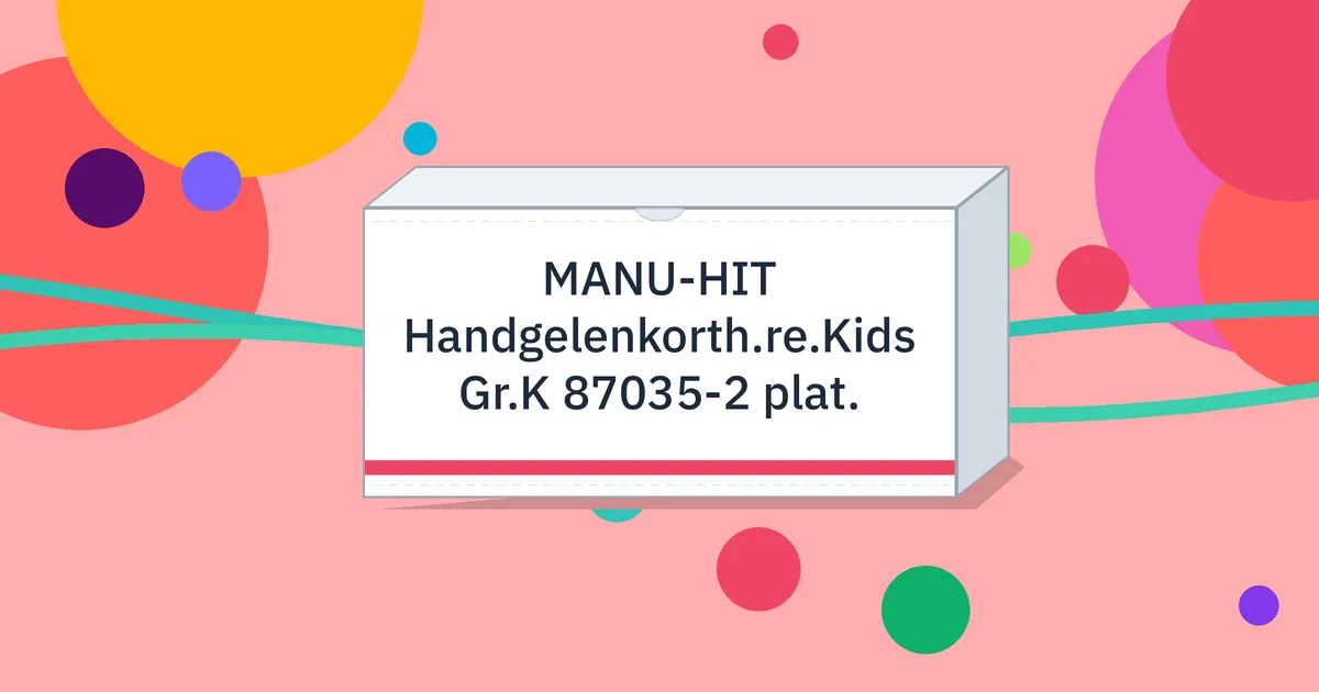 Symbolbild: Packung mit der Aufschrift MANU-HIT Handgelenkorth.re.Kids Gr.K 87035-2 plat. (PZN 11017920) – Verfügbarkeit und Bezug in Apotheken in Frankfurt am Main