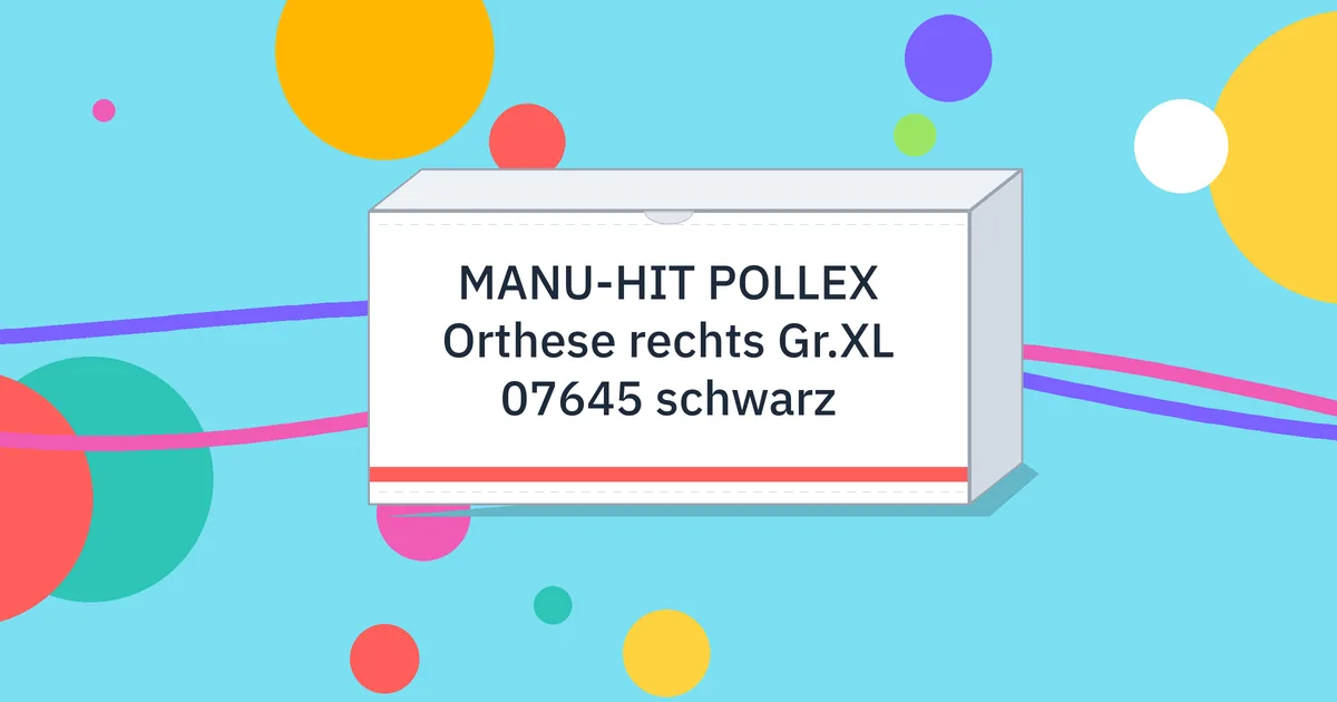 Symbolbild: Packung mit der Aufschrift MANU-HIT POLLEX Orthese rechts Gr.XL 07645 schwarz (PZN 03259945) – Verfügbarkeit und Bezug in Apotheken in Frankfurt am Main