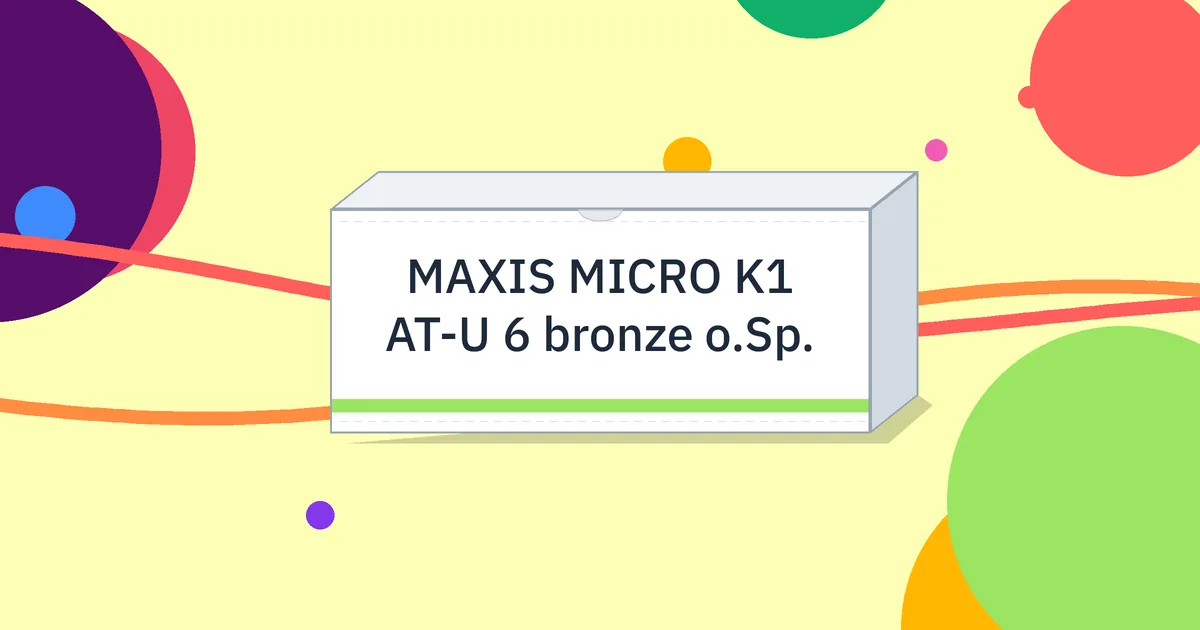 Symbolbild: Packung mit der Aufschrift MAXIS MICRO K1 AT-U 6 bronze o.Sp. (PZN 17671661) – Verfügbarkeit und Bezug in Apotheken in Frankfurt am Main