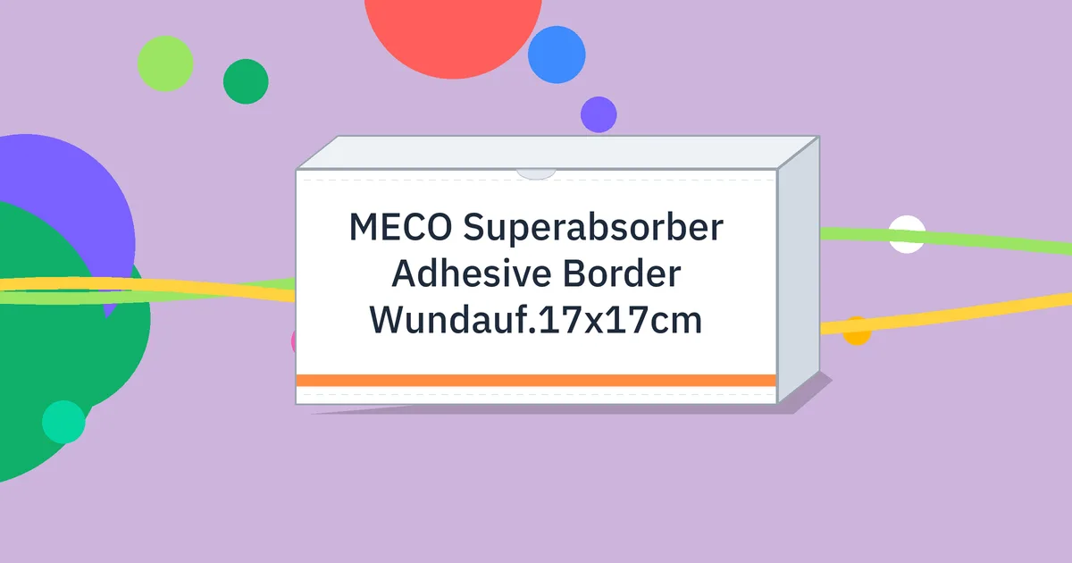 Symbolbild: Packung mit der Aufschrift MECO Superabsorber Adhesive Border Wundauf.17x17cm (PZN 19264581) – Verfügbarkeit und Bezug in Apotheken in Frankfurt am Main