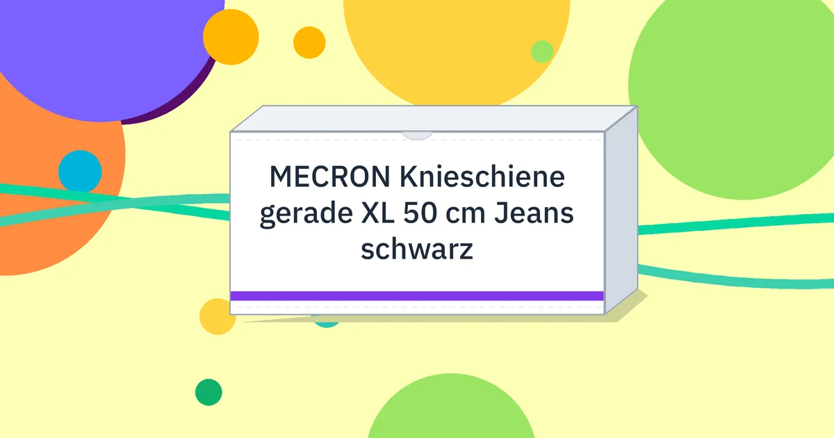 Symbolbild: Packung mit der Aufschrift MECRON Knieschiene gerade XL 50 cm Jeans schwarz (PZN 02905509) – Verfügbarkeit und Bezug in Apotheken in Frankfurt am Main