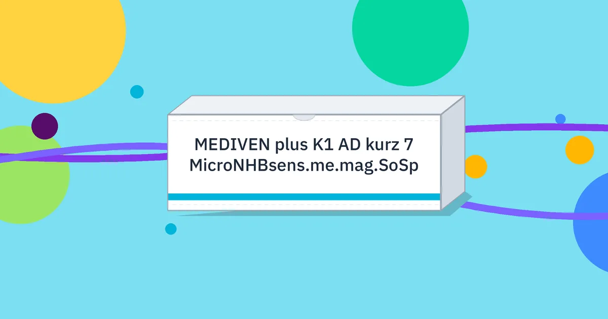 Symbolbild: Packung mit der Aufschrift MEDIVEN plus K1 AD kurz 7 MicroNHBsens.me.mag.SoSp (PZN 15907036) – Verfügbarkeit und Bezug in Apotheken in Frankfurt am Main