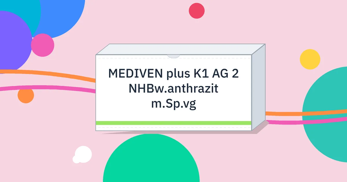 Symbolbild: Packung mit der Aufschrift MEDIVEN plus K1 AG 2 NHBw.anthrazit m.Sp.vg (PZN 15922969) – Verfügbarkeit und Bezug in Apotheken in Frankfurt am Main