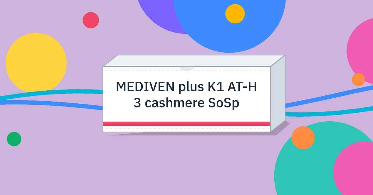 Symbolbild: Packung mit der Aufschrift MEDIVEN plus K1 AT-H 3 cashmere SoSp (PZN 15035719) – Verfügbarkeit und Bezug in Apotheken in Frankfurt am Main