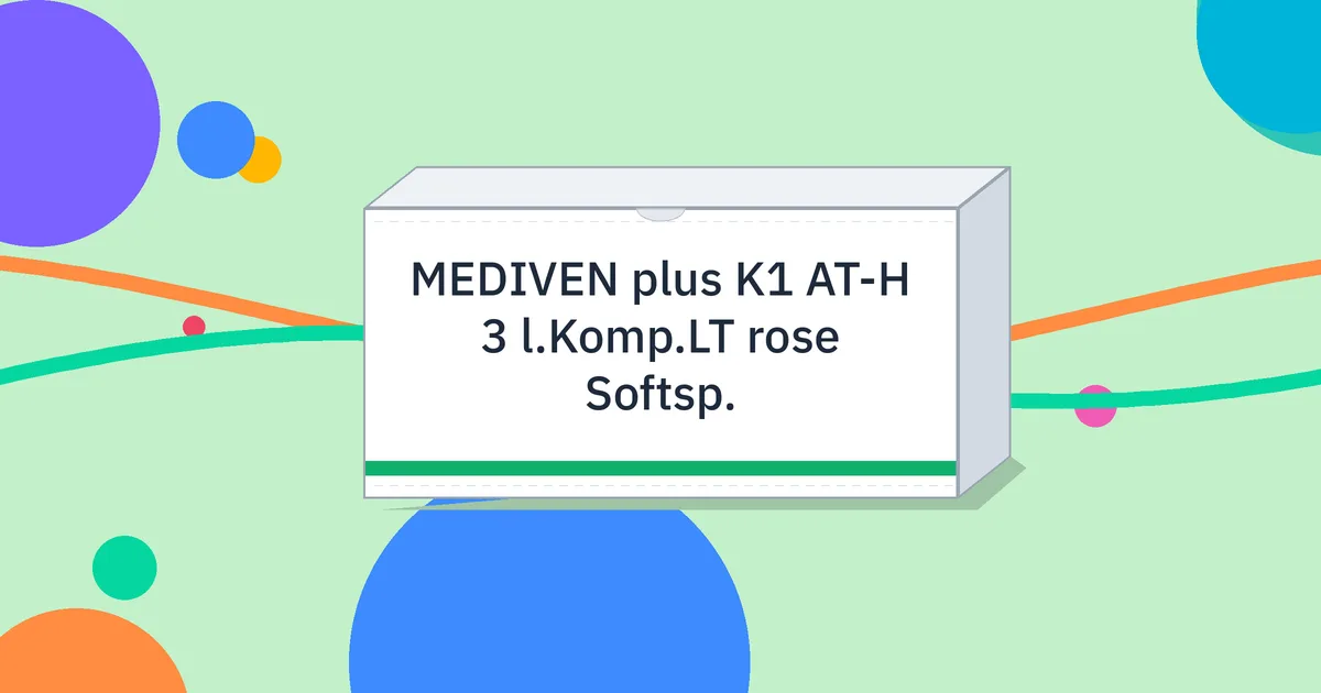 Symbolbild: Packung mit der Aufschrift MEDIVEN plus K1 AT-H 3 l.Komp.LT rose Softsp. (PZN 15038155) – Verfügbarkeit und Bezug in Apotheken in Frankfurt am Main