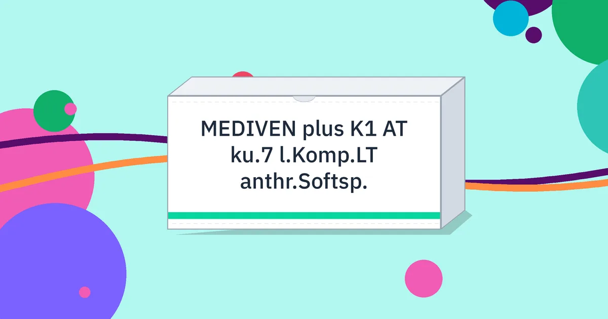 Symbolbild: Packung mit der Aufschrift MEDIVEN plus K1 AT ku.7 l.Komp.LT anthr.Softsp. (PZN 15028961) – Verfügbarkeit und Bezug in Apotheken in Frankfurt am Main