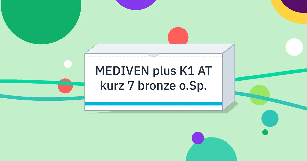 Symbolbild: Packung mit der Aufschrift MEDIVEN plus K1 AT kurz 7 bronze o.Sp. (PZN 15027074) – Verfügbarkeit und Bezug in Apotheken in Frankfurt am Main