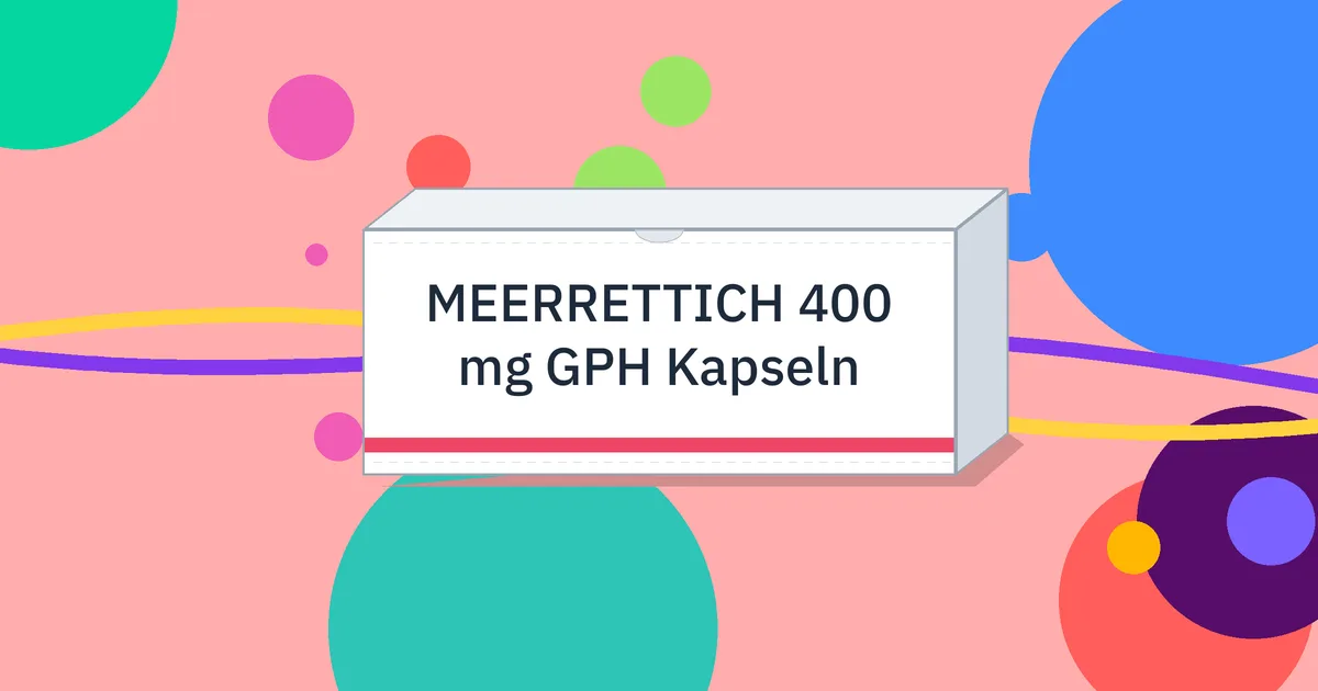 Symbolbild: Packung mit der Aufschrift MEERRETTICH 400 mg GPH Kapseln (PZN 00129573) – Verfügbarkeit und Bezug in Apotheken in Frankfurt am Main