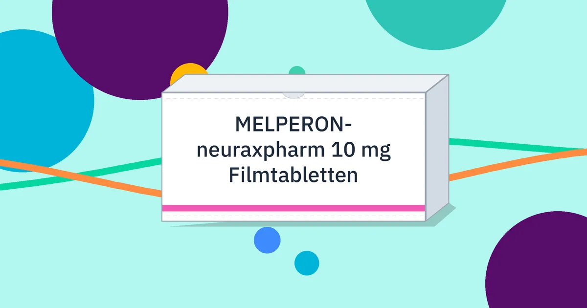 Symbolbild: Packung mit der Aufschrift MELPERON-neuraxpharm 10 mg Filmtabletten (PZN 02841904) – Verfügbarkeit und Bezug in Apotheken in Frankfurt am Main