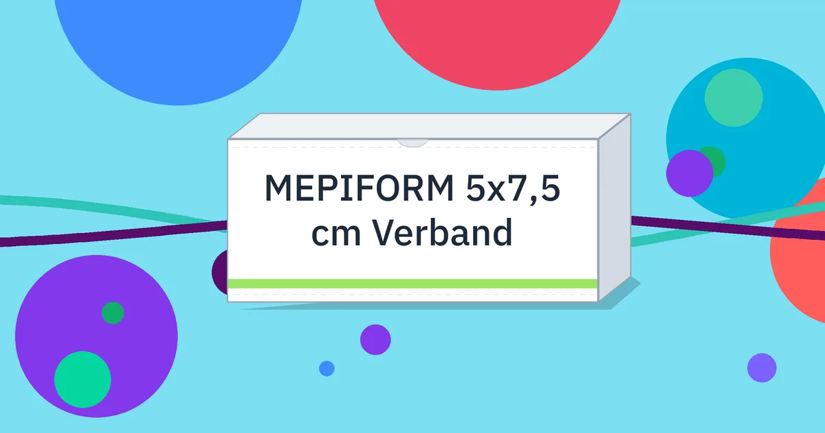 Symbolbild: Packung mit der Aufschrift MEPIFORM 5x7,5 cm Verband (PZN 14334785) – Verfügbarkeit und Bezug in Apotheken in Frankfurt am Main