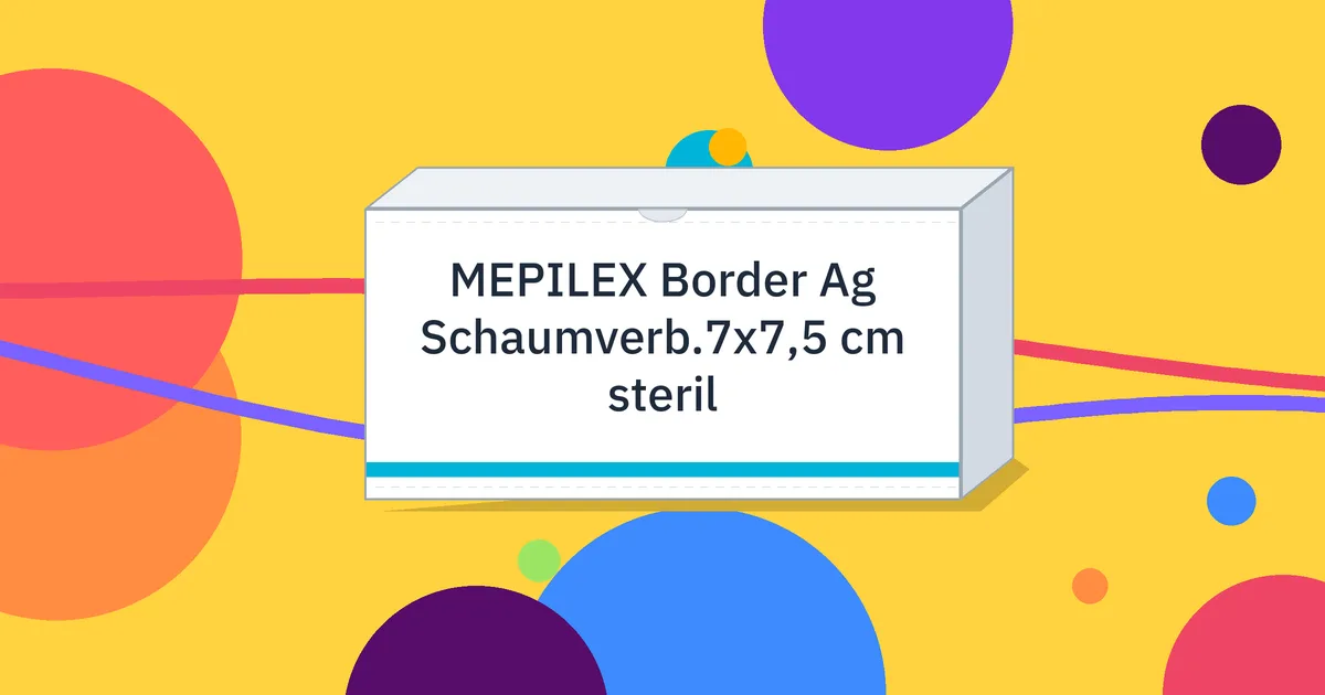 Symbolbild: Packung mit der Aufschrift MEPILEX Border Ag Schaumverb.7x7,5 cm steril (PZN 19341494) – Verfügbarkeit und Bezug in Apotheken in Frankfurt am Main