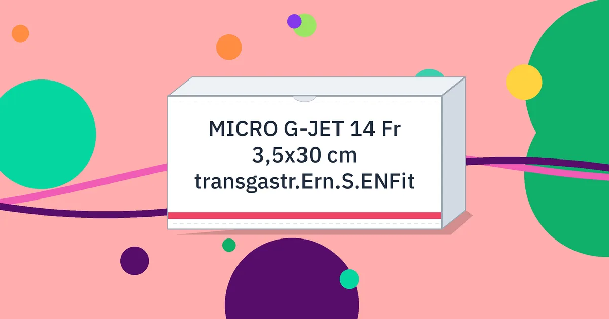Symbolbild: Packung mit der Aufschrift MICRO G-JET 14 Fr 3,5x30 cm transgastr.Ern.S.ENFit (PZN 17818762) – Verfügbarkeit und Bezug in Apotheken in Frankfurt am Main