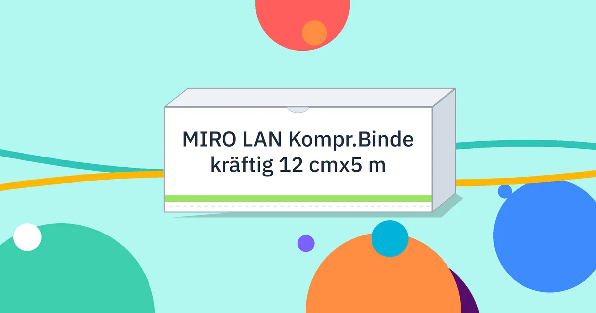 Symbolbild: Packung mit der Aufschrift MIRO LAN Kompr.Binde kräftig 12 cmx5 m (PZN 06854200) – Verfügbarkeit und Bezug in Apotheken in Frankfurt am Main