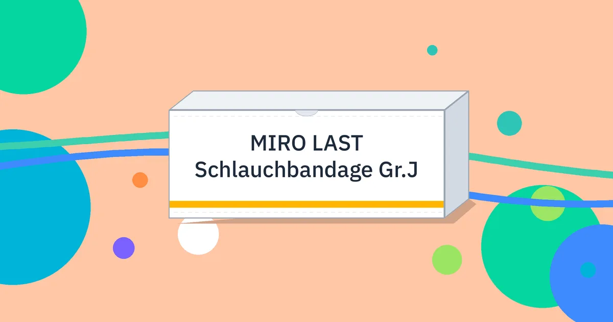 Symbolbild: Packung mit der Aufschrift MIRO LAST Schlauchbandage Gr.J (PZN 06855719) – Verfügbarkeit und Bezug in Apotheken in Frankfurt am Main