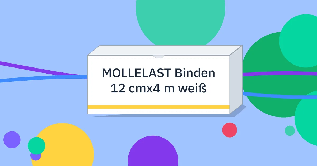 Symbolbild: Packung mit der Aufschrift MOLLELAST Binden 12 cmx4 m weiß (PZN 19702791) – Verfügbarkeit und Bezug in Apotheken in Frankfurt am Main