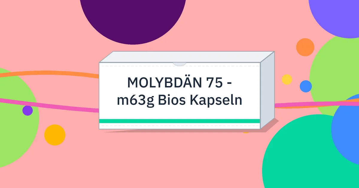 Symbolbild: Packung mit der Aufschrift MOLYBDÄN 75 -m63g Bios Kapseln (PZN 05996079) – Verfügbarkeit und Bezug in Apotheken in Frankfurt am Main