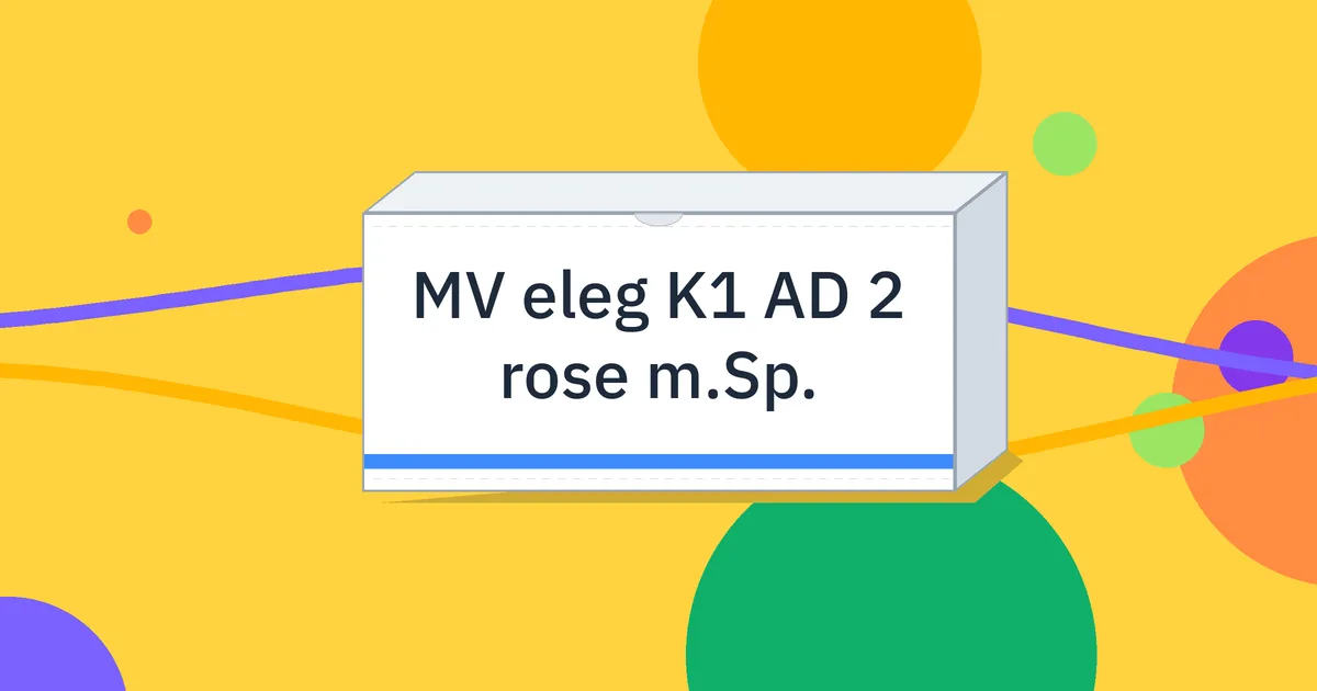 Symbolbild: Packung mit der Aufschrift MV eleg K1 AD 2 rose m.Sp. (PZN 14685622) – Verfügbarkeit und Bezug in Apotheken in Frankfurt am Main
