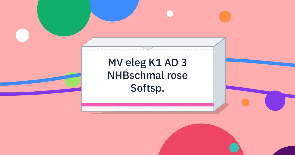 Symbolbild: Packung mit der Aufschrift MV eleg K1 AD 3 NHBschmal rose Softsp. (PZN 15673420) – Verfügbarkeit und Bezug in Apotheken in Frankfurt am Main