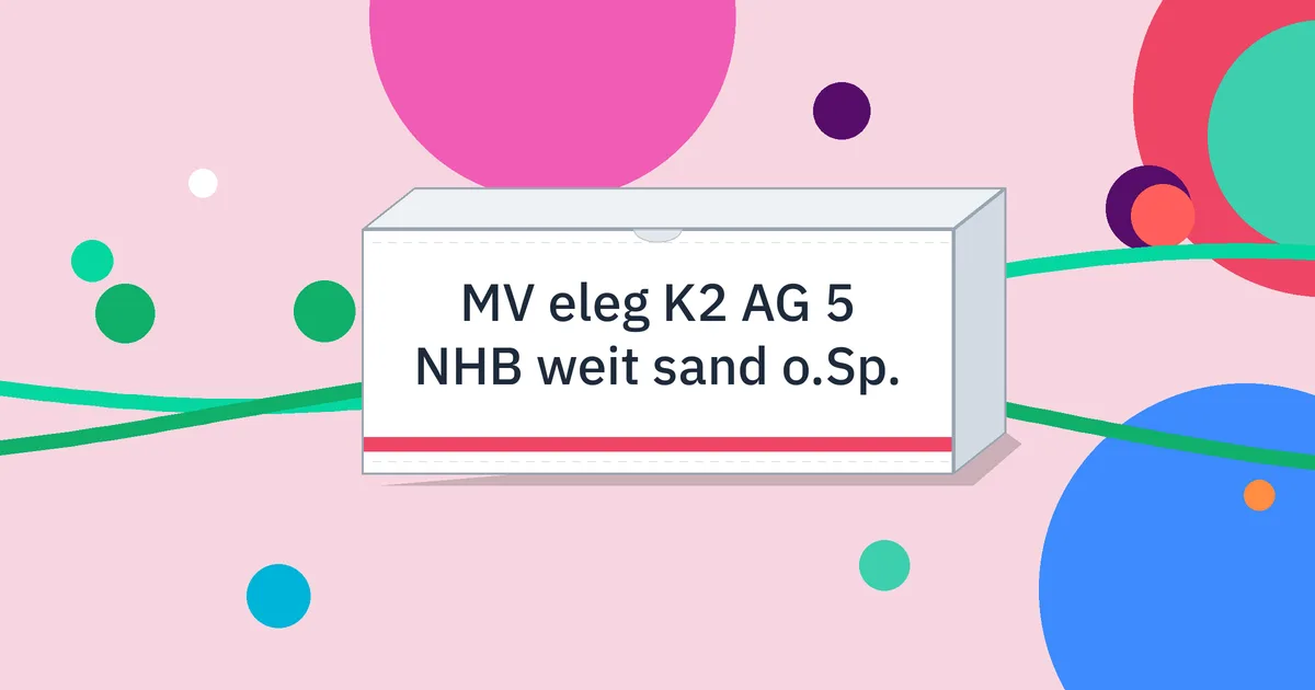 Symbolbild: Packung mit der Aufschrift MV eleg K2 AG 5 NHB weit sand o.Sp. (PZN 18928642) – Verfügbarkeit und Bezug in Apotheken in Frankfurt am Main