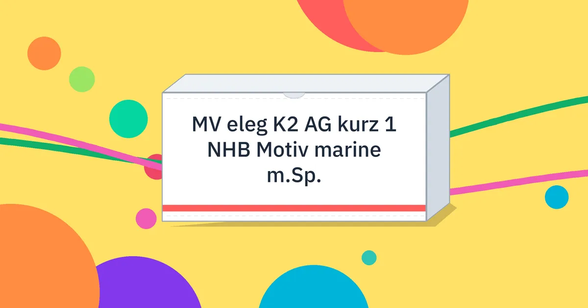 Symbolbild: Packung mit der Aufschrift MV eleg K2 AG kurz 1 NHB Motiv marine m.Sp. (PZN 15708839) – Verfügbarkeit und Bezug in Apotheken in Frankfurt am Main