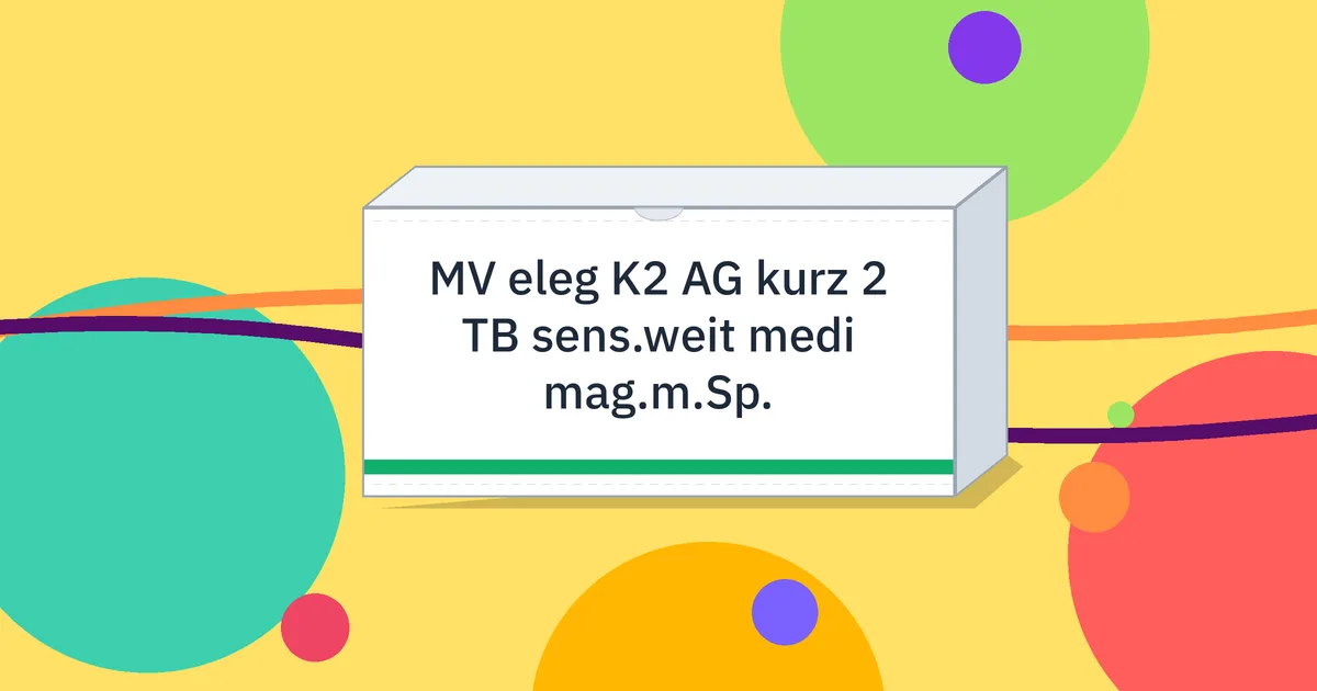 Symbolbild: Packung mit der Aufschrift MV eleg K2 AG kurz 2 TB sens.weit medi mag.m.Sp. (PZN 14636859) – Verfügbarkeit und Bezug in Apotheken in Frankfurt am Main