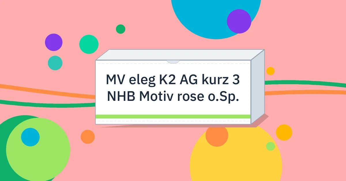 Symbolbild: Packung mit der Aufschrift MV eleg K2 AG kurz 3 NHB Motiv rose o.Sp. (PZN 15707751) – Verfügbarkeit und Bezug in Apotheken in Frankfurt am Main