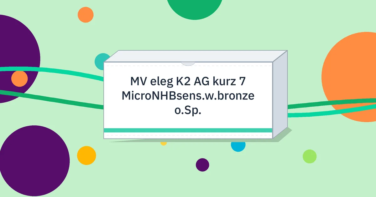 Symbolbild: Packung mit der Aufschrift MV eleg K2 AG kurz 7 MicroNHBsens.w.bronze o.Sp. (PZN 15711356) – Verfügbarkeit und Bezug in Apotheken in Frankfurt am Main