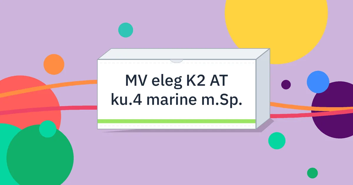 Symbolbild: Packung mit der Aufschrift MV eleg K2 AT ku.4 marine m.Sp. (PZN 15288082) – Verfügbarkeit und Bezug in Apotheken in Frankfurt am Main